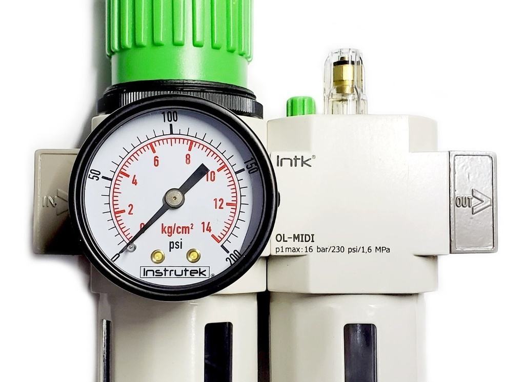 Filtro-regulador-lubricador 1/2 Alta Presión Con Manómetro | Instrutek